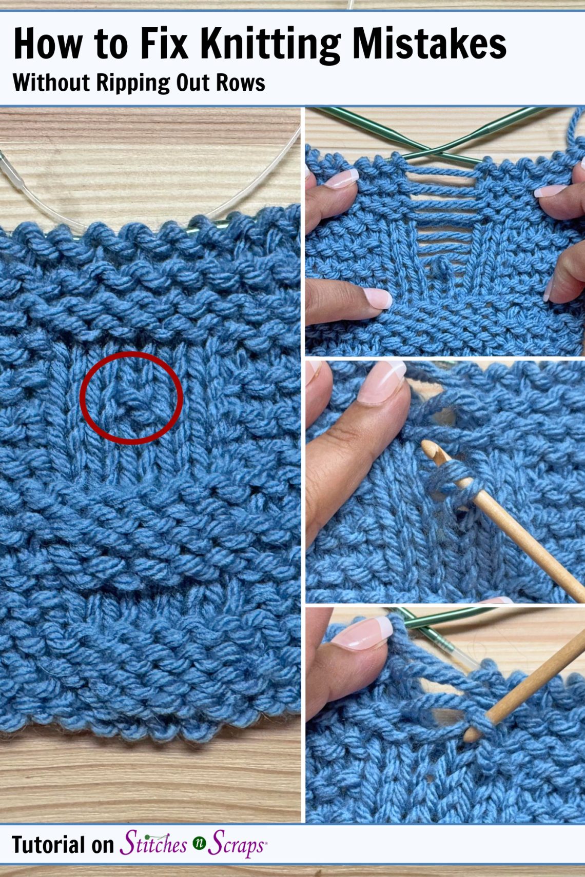 How to Fix Knitting Mistakes Without Ripping Out Rows/Rounds - Stitches ...