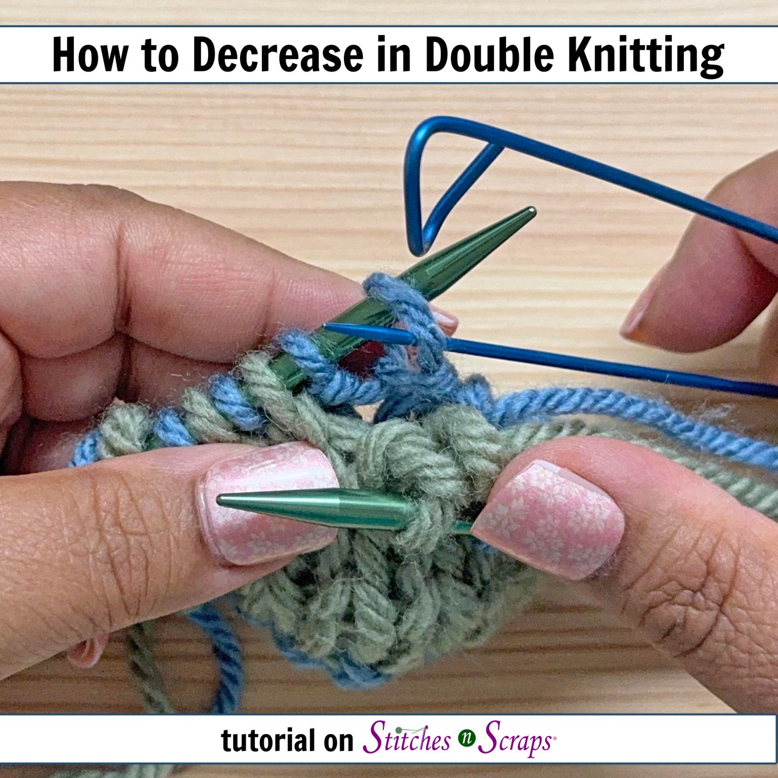 How to Decrease in Double Knitting - Stitches n Scraps
