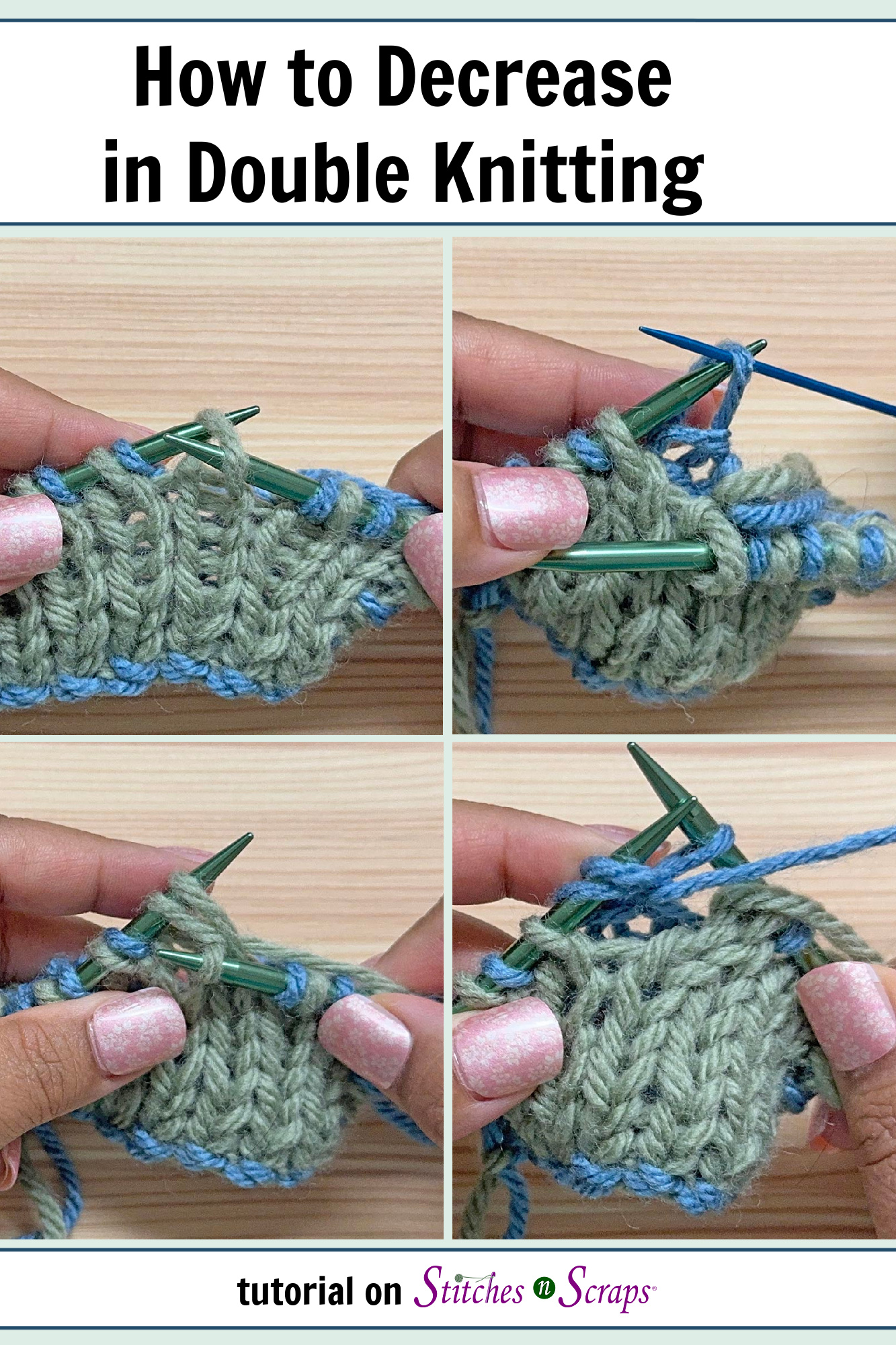 How to Decrease in Double Knitting - Stitches n Scraps