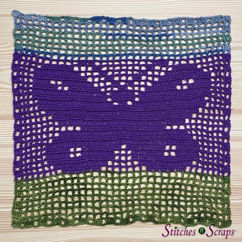 Filet Crochet Butterfly Square - Stitches n Scraps