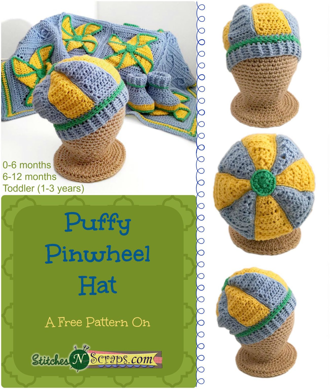 Free Pattern - Puffy Pinwheel Hat - Stitches n Scraps
