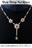 Crochet Flower Necklace Pattern - Dew Drop Necklace - Stitches n Scraps