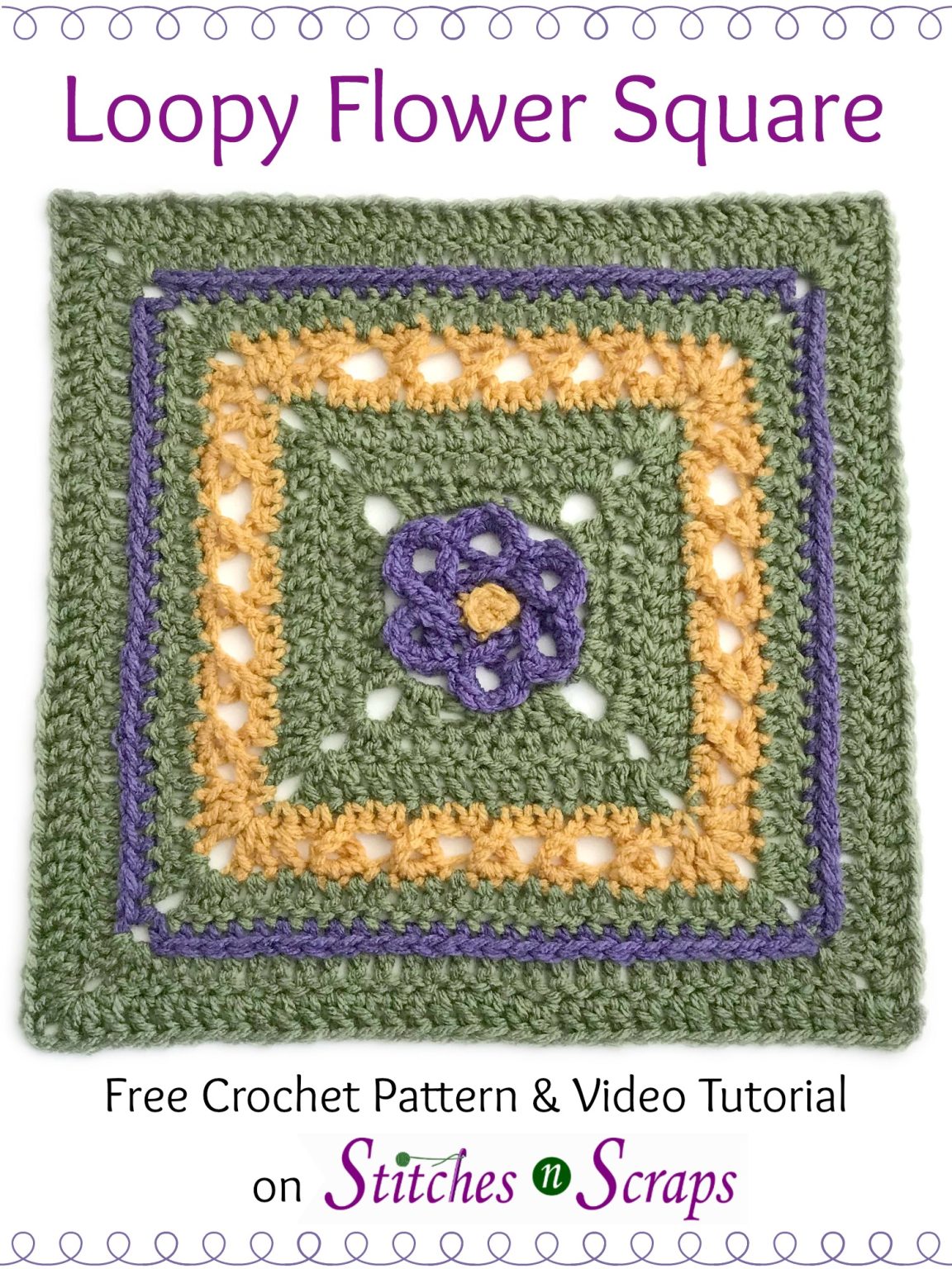 Free Pattern - Loopy Flower Square - Stitches n Scraps