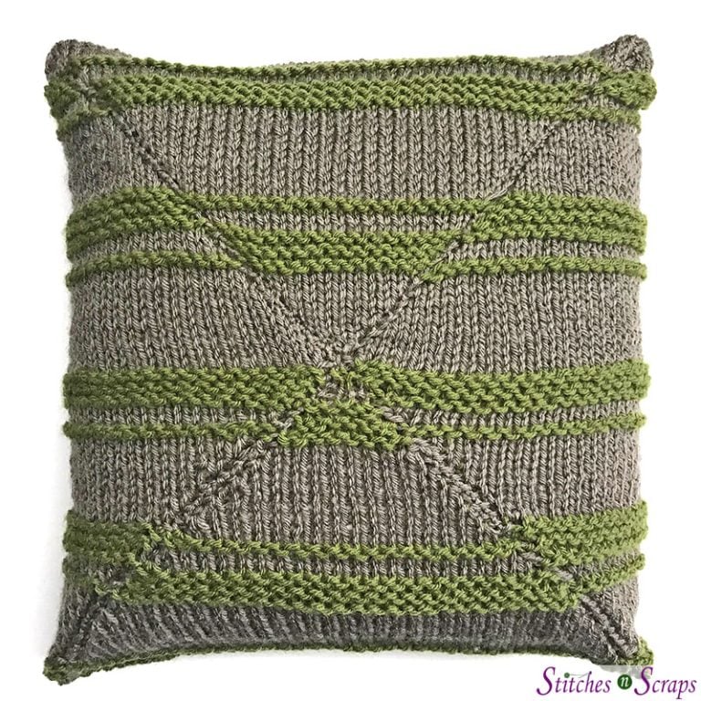 Knit Diagonal Stripes Pillow Pattern - Unbiased - Stitches n Scraps