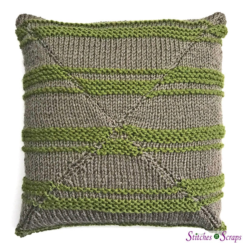 Knit Diagonal Stripes Pillow Pattern - Unbiased - Stitches n Scraps
