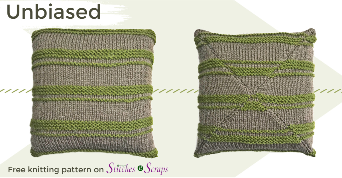 Knit Diagonal Stripes Pillow Pattern - Unbiased - Stitches n Scraps