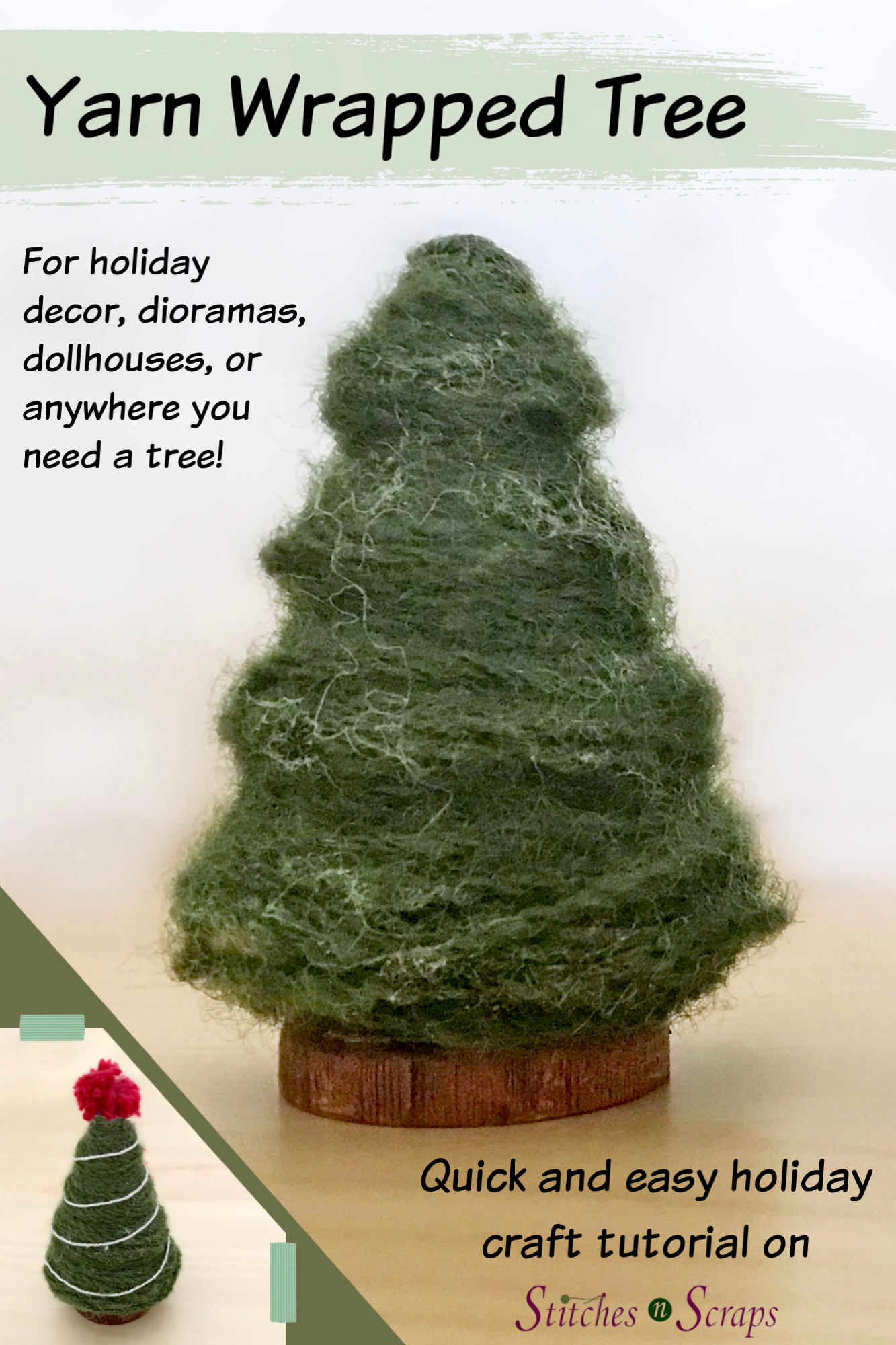 Quick Holiday Craft - Yarn Wrapped Tree - Stitches n Scraps