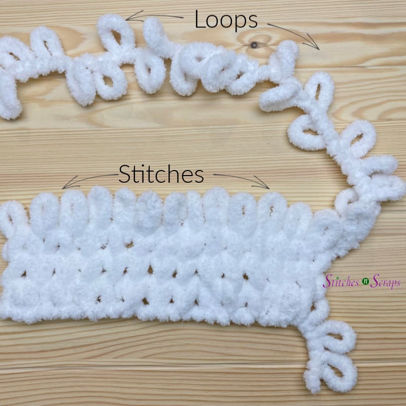 Twisted Knit Stitches in Loop Yarn - Stitches n Scraps