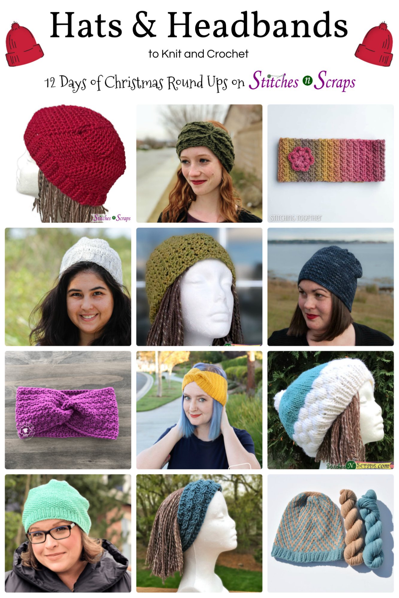 Hats & Headbands - 12 Days of Christmas Round Ups - Stitches n Scraps