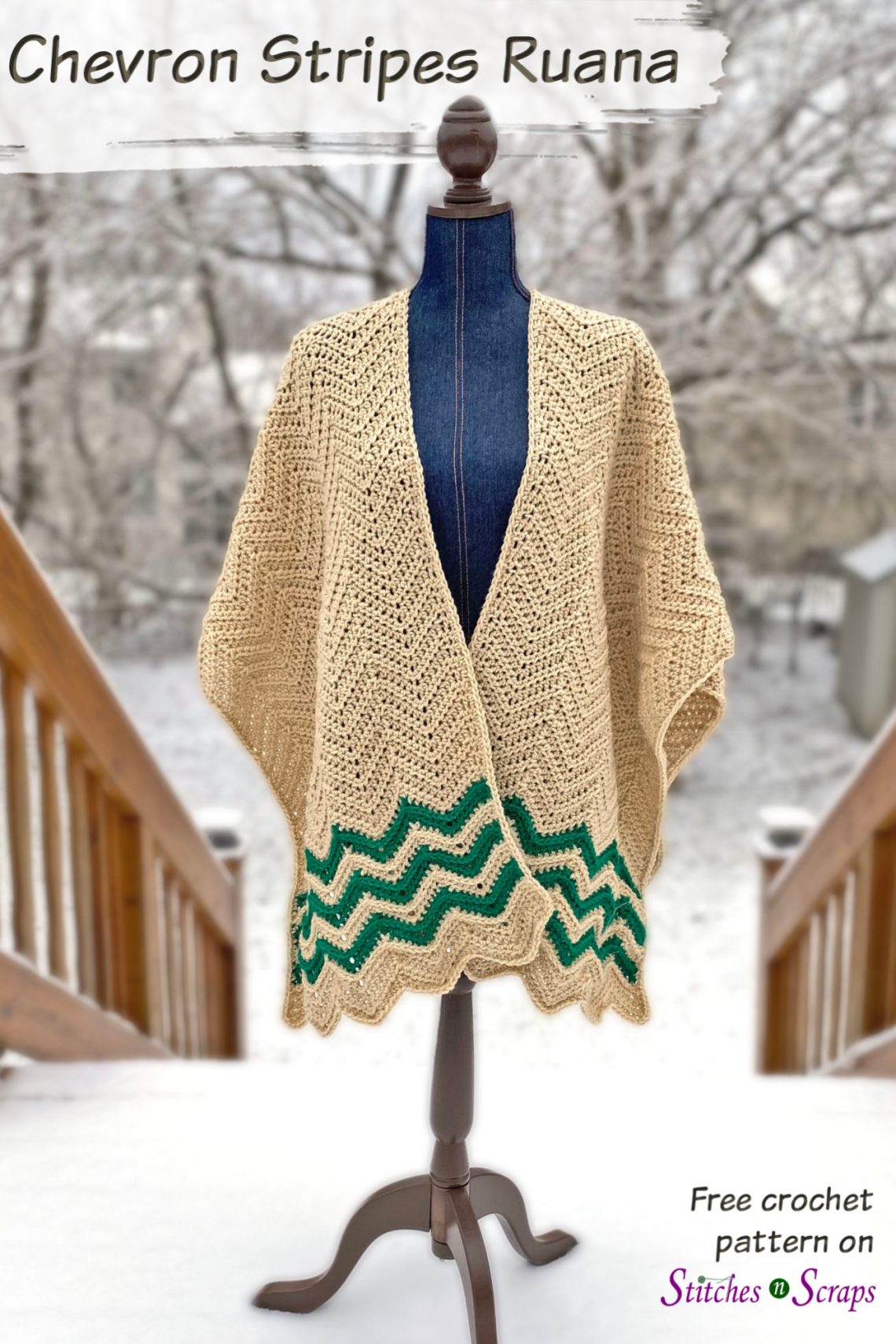 Crochet Ruana Pattern - Chevron Stripes - Stitches n Scraps