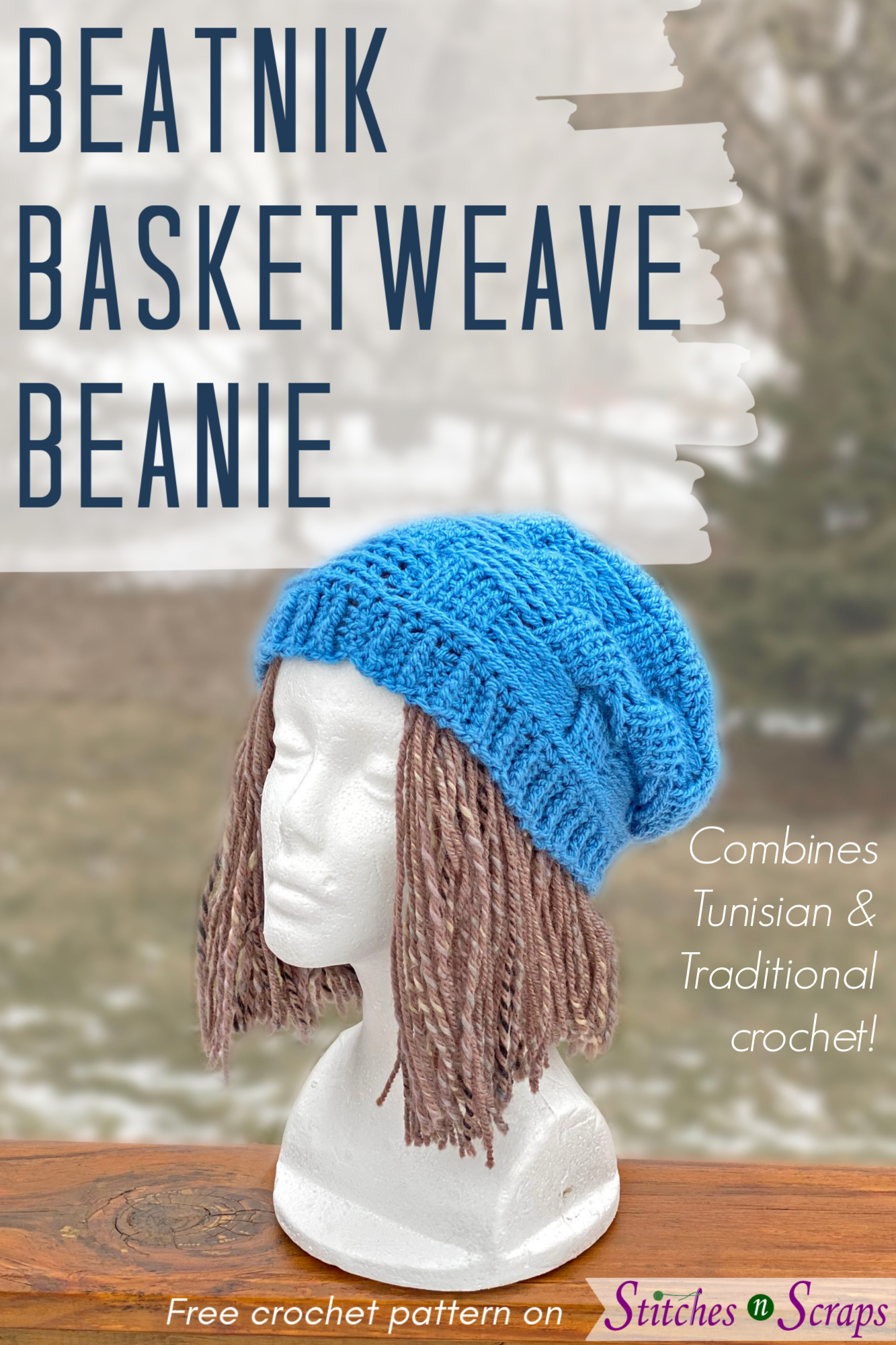 Tunisian Crochet Hat - Beatnik Basketweave Beanie - Stitches n Scraps