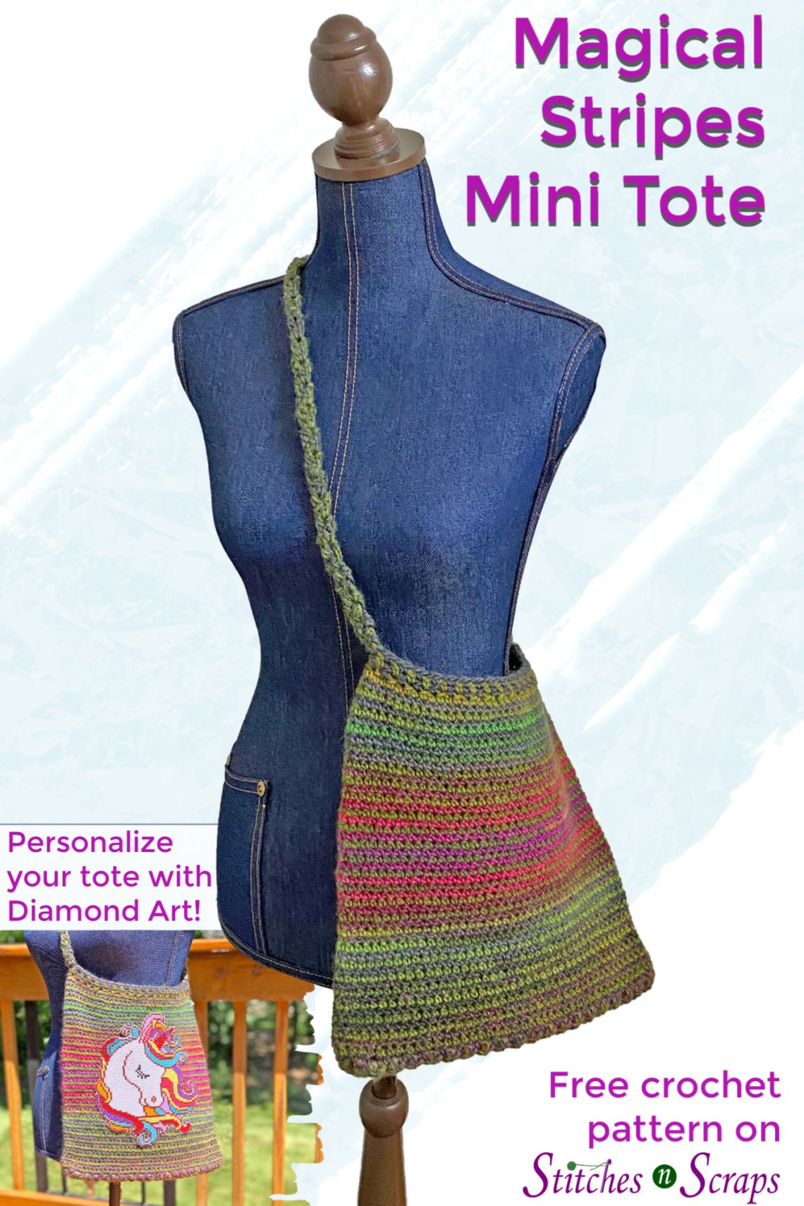 Crochet Bag Pattern - Magical Stripes Mini Tote - Stitches n Scraps