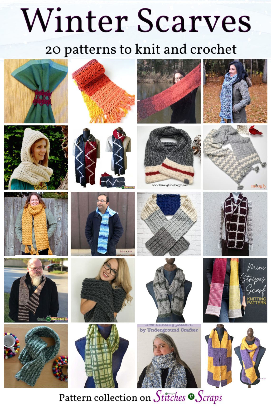 Winter Scarves - 20 Patterns to Knit and Crochet - Stitches n Scraps