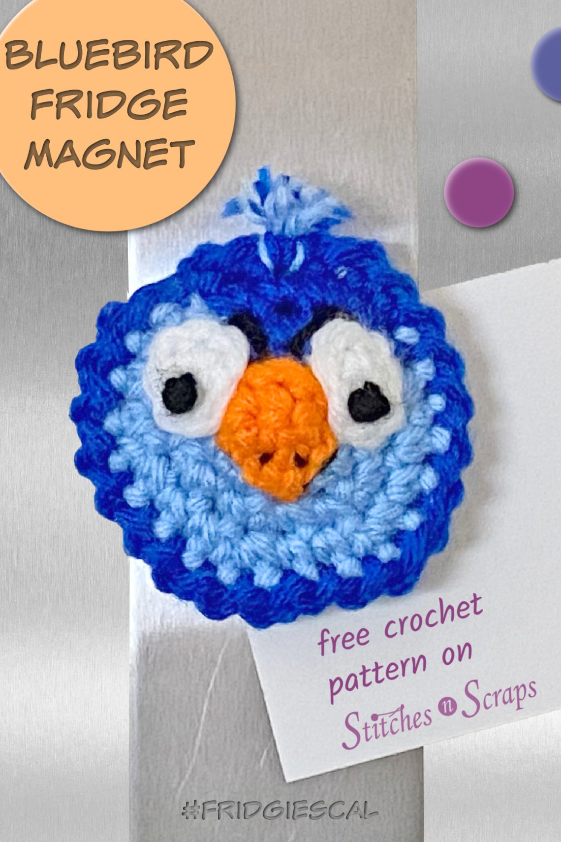Bluebird Fridge Magnet Crochet Pattern - Stitches n Scraps