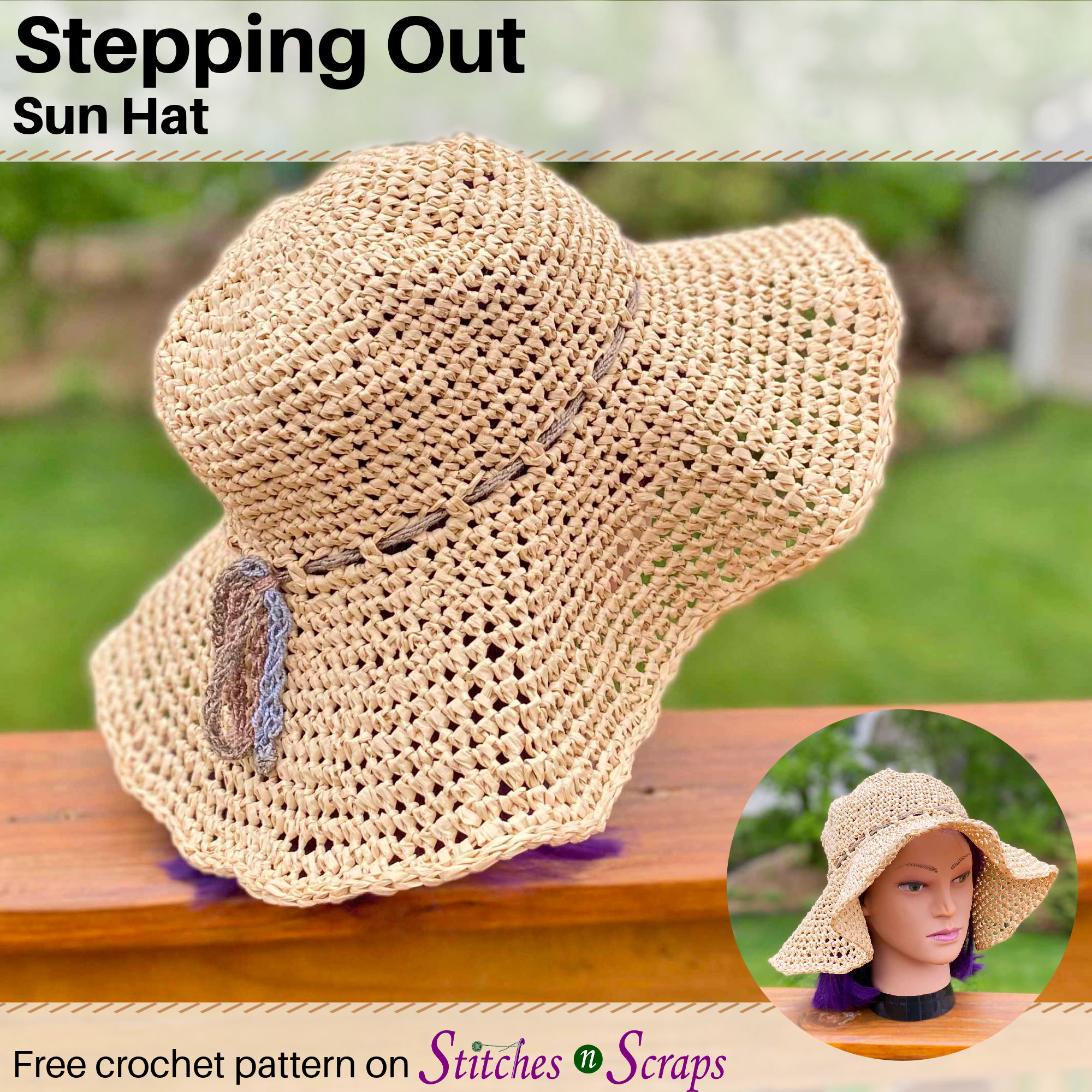 Raffia Crochet Sun Hat - Stepping Out - Stitches n Scraps