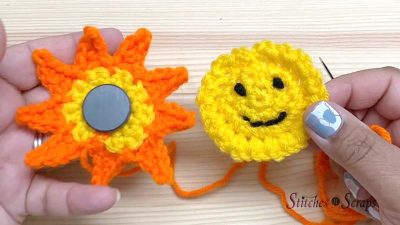 Sun Fridge Magnet Crochet Pattern - Stitches n Scraps