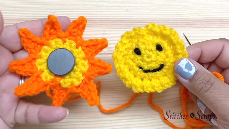 Sun Fridge Magnet Crochet Pattern - Stitches n Scraps