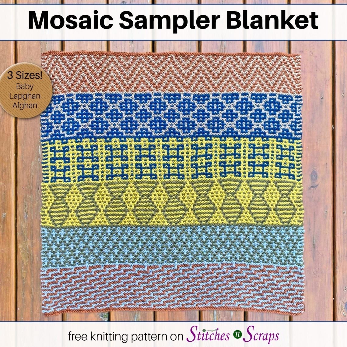 Mosaic Sampler Blanket Knitting Pattern - Stitches n Scraps