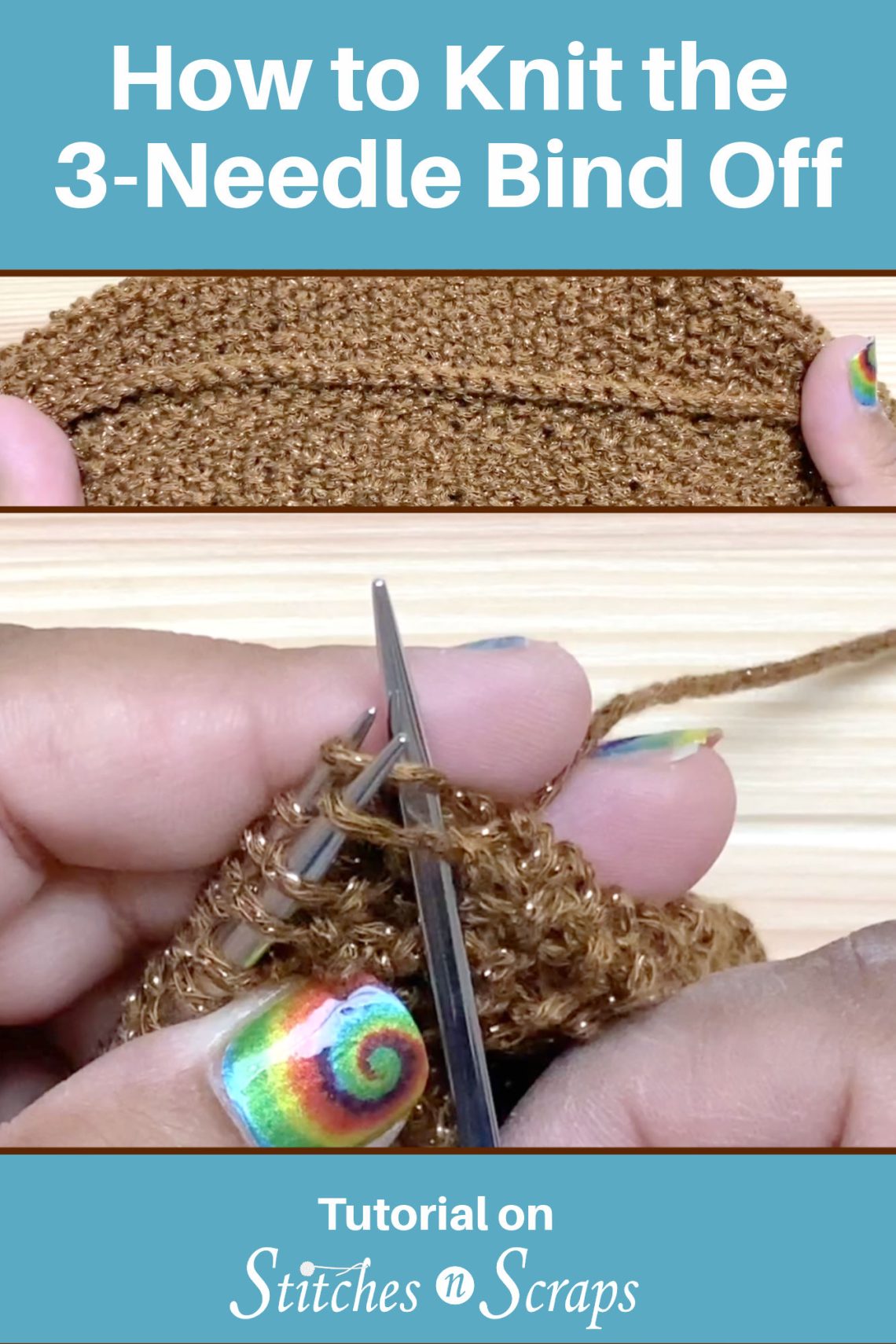 3-Needle Bind Off Knitting Tutorial - Stitches n Scraps
