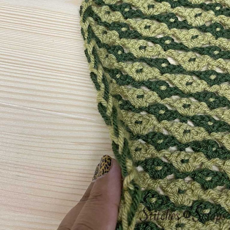 Tunisian Shells Crochet Blanket Square Pattern - Stitches n Scraps