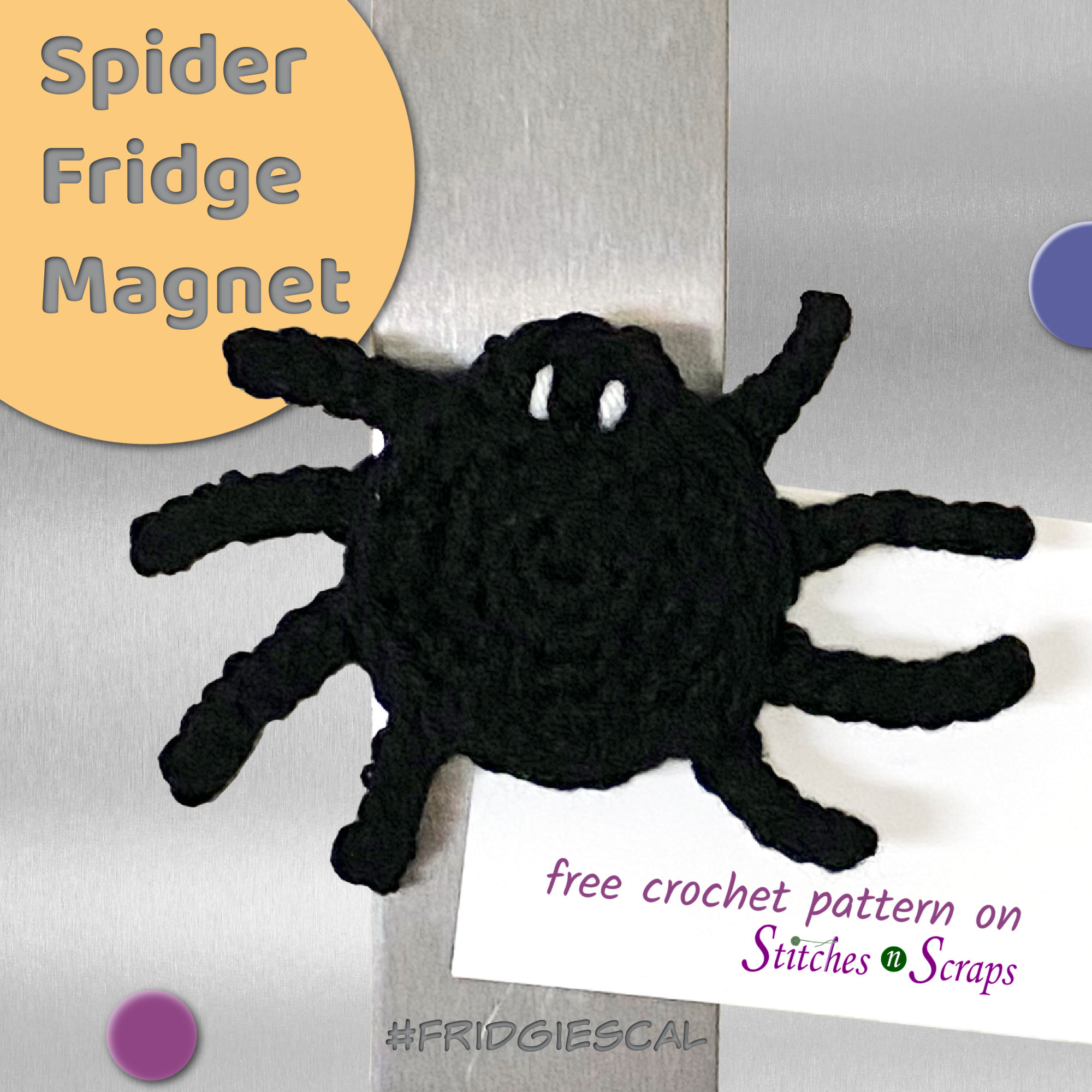 Spider Fridge Magnet Crochet Pattern - Stitches n Scraps