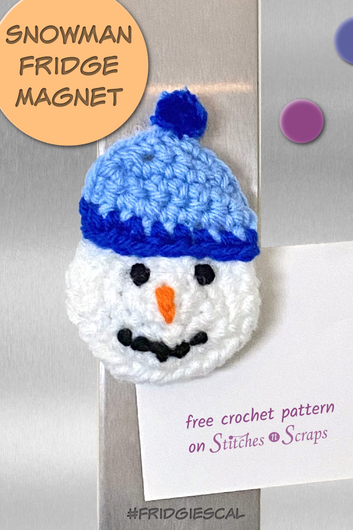 Snowman Fridge Magnet Crochet Pattern - Stitches n Scraps