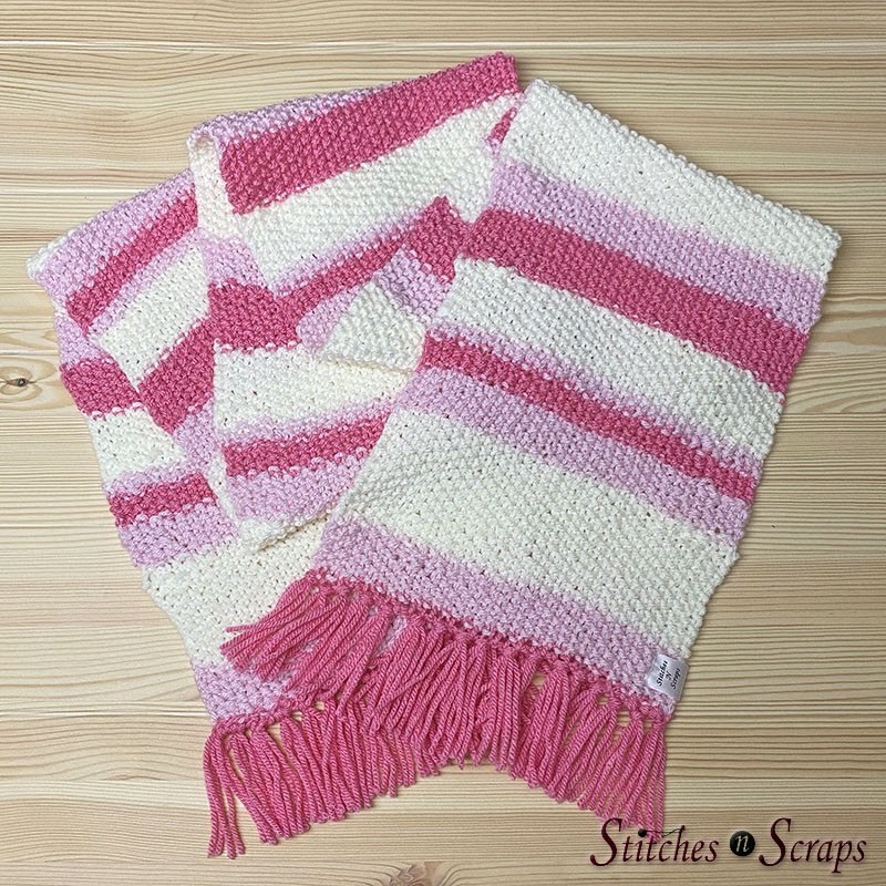 Knit Scarf Pattern - Cotton Candy Stripes - Stitches n Scraps