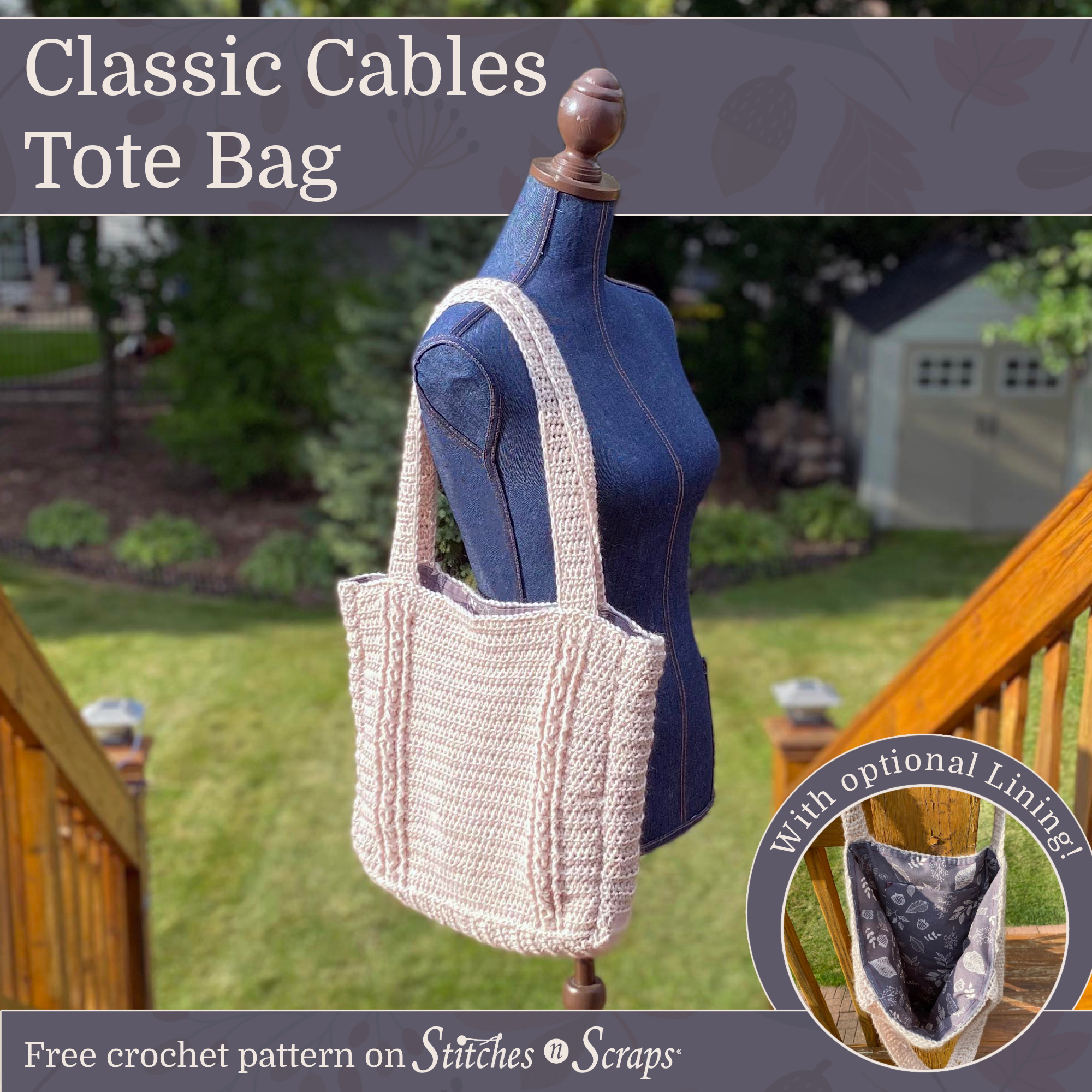 Cabled Crochet Tote Bag Pattern - Stitches n Scraps