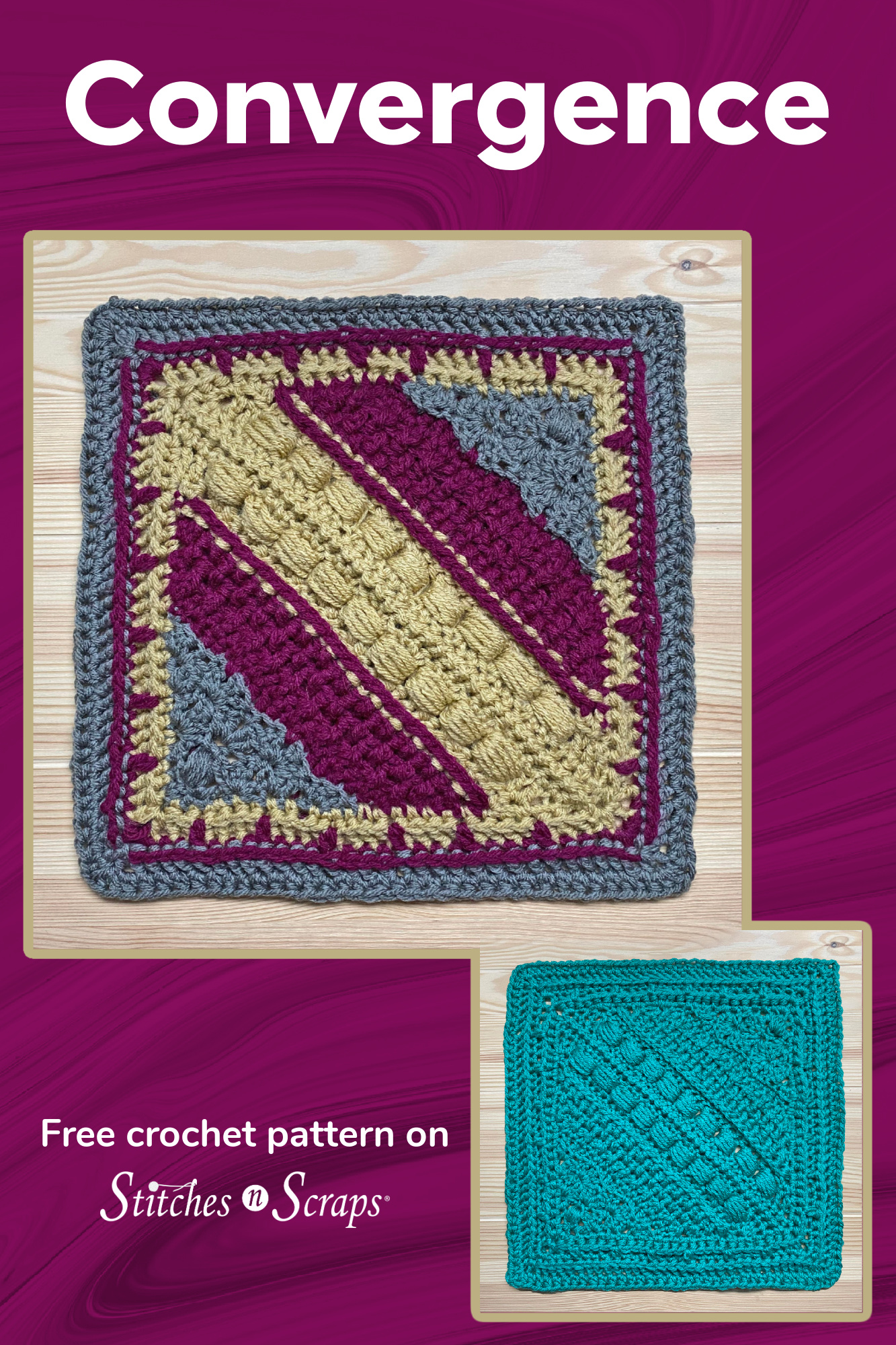 Convergence 12-inch crochet square - Stitches n Scraps