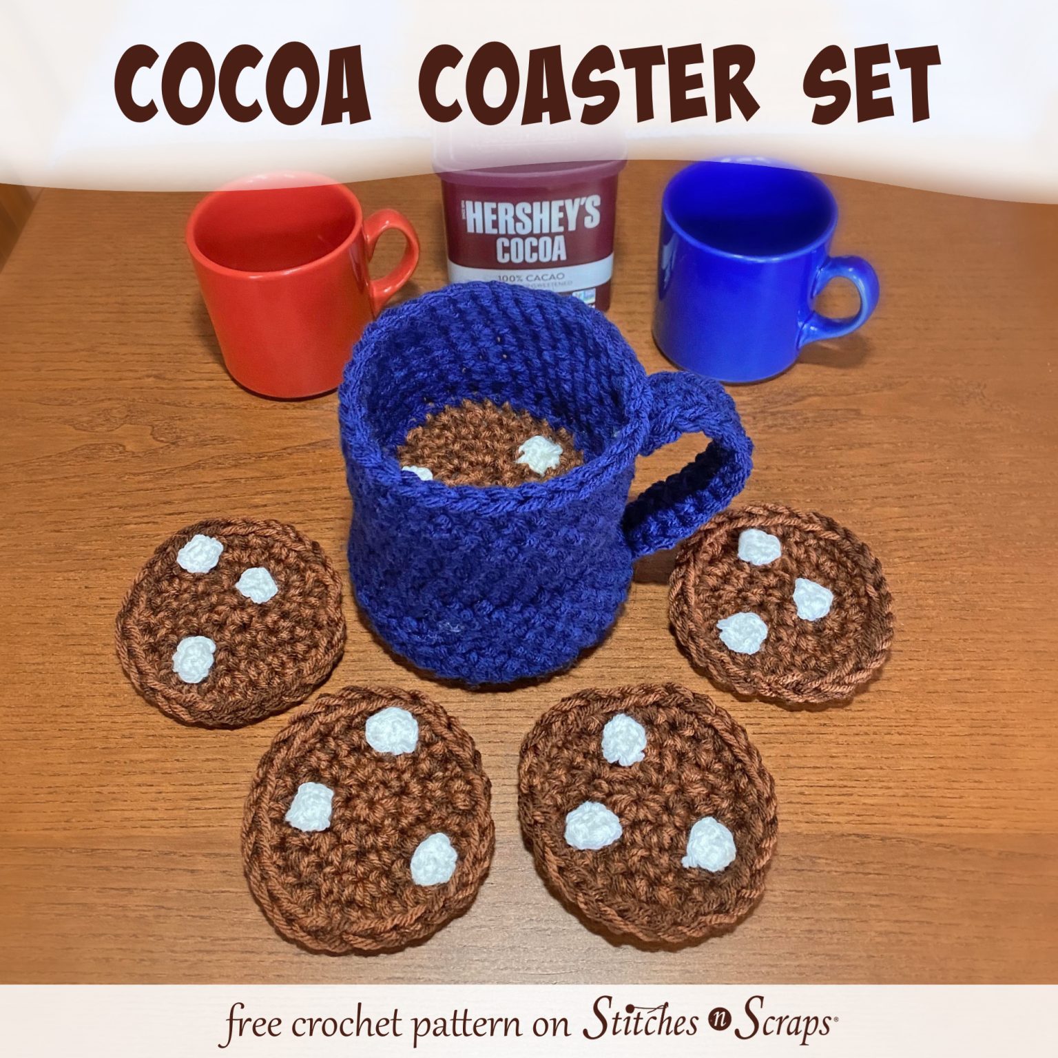 Crochet Cocoa Coaster Set Pattern - Stitches n Scraps
