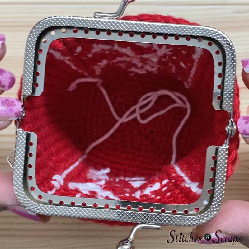 How to Attach a Purse Frame to a Crochet Bag - Stitches n Scraps