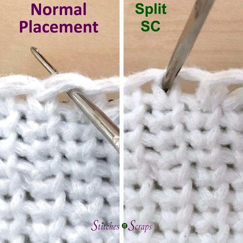 Split Single Crochet Stitch in Rounds and Rows - Stitches n Scraps
