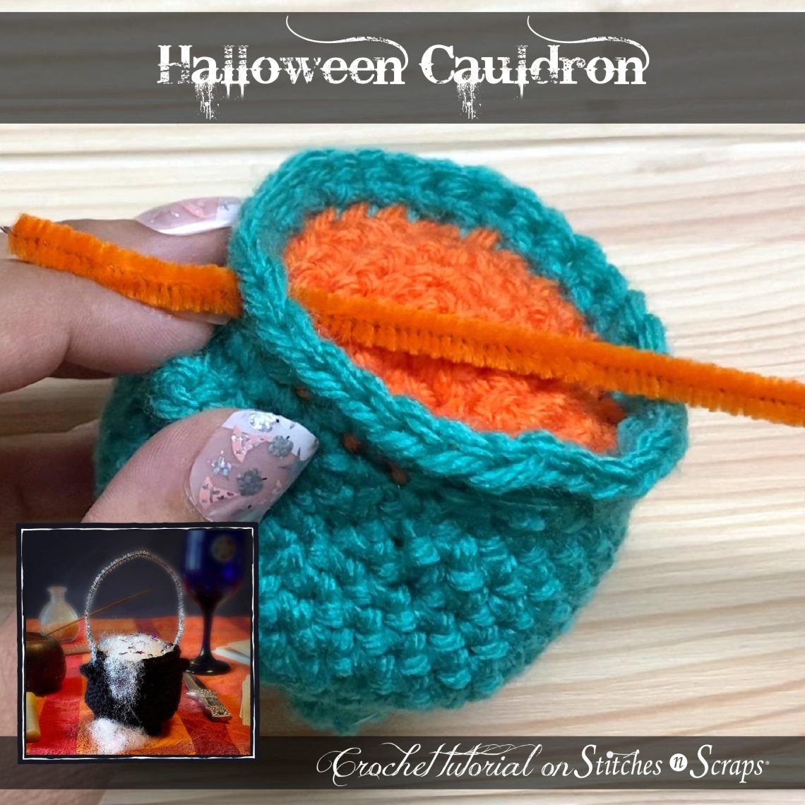 Halloween Cauldron Crochet Tutorial - Stitches n Scraps