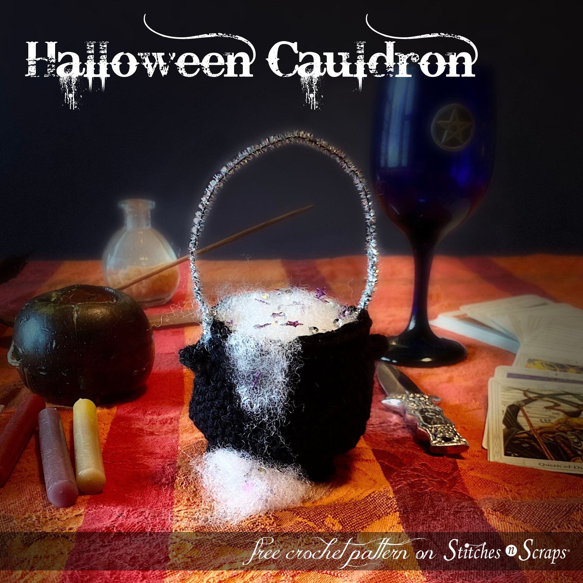 Halloween Cauldron Crochet Pattern - Stitches n Scraps
