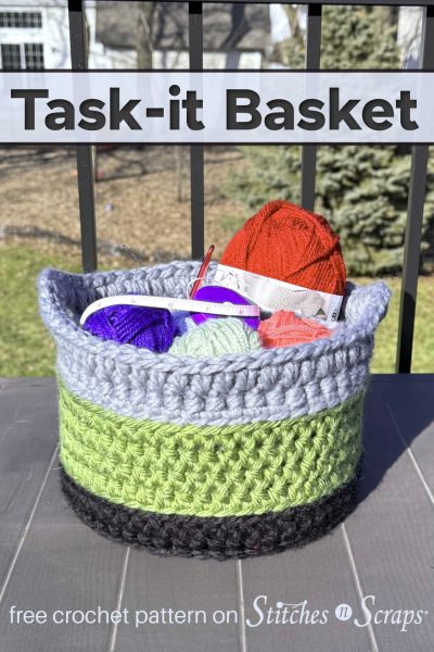 Chunky Crochet Basket - Task-it Basket - Stitches n Scraps