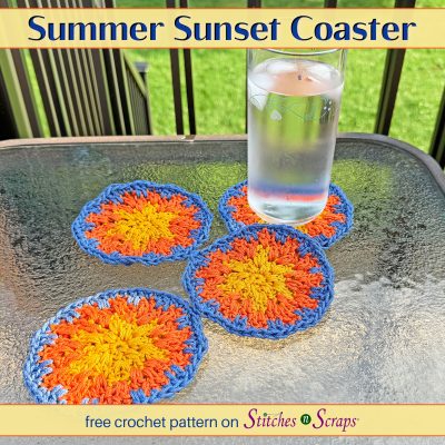 Summer Sunset Crochet Coaster Pattern - Stitches n Scraps