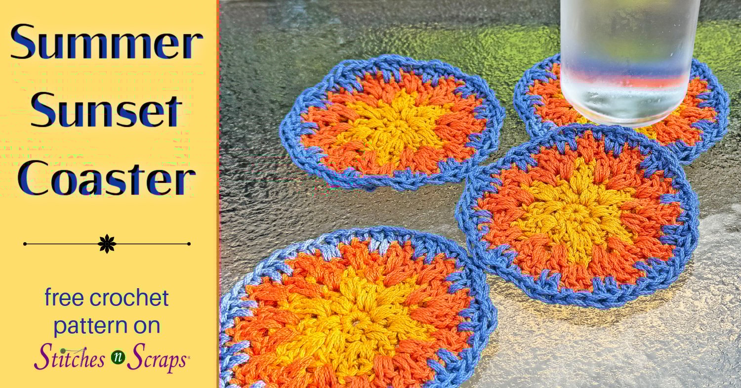 Summer Sunset Crochet Coaster Pattern - Stitches n Scraps