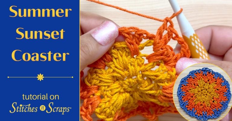 Summer Sunset Crochet Coaster Pattern - Stitches n Scraps