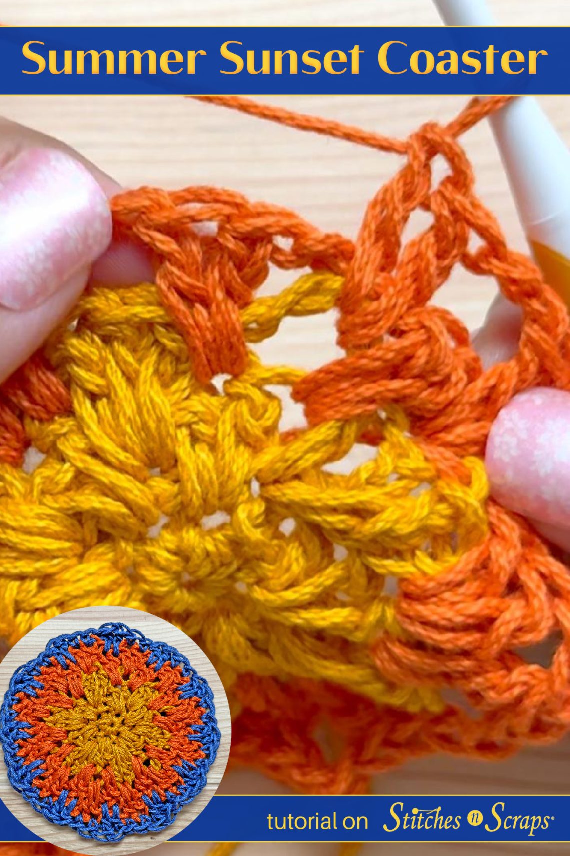 Crochet Coaster Tutorial - Summer Sunset - Stitches n Scraps