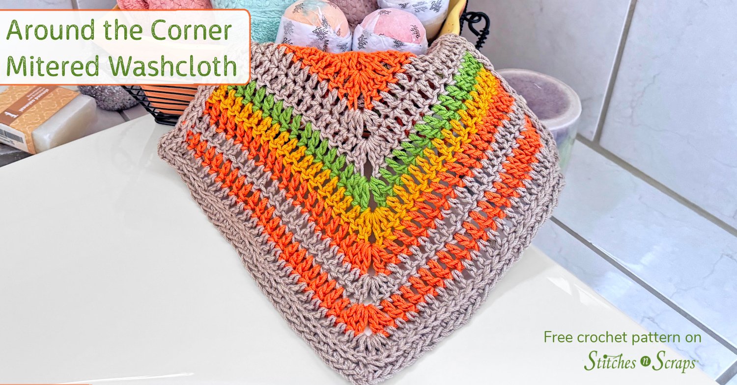 Around the Corner Mitered Square Crochet Washcloth Pattern - Stitches n ...