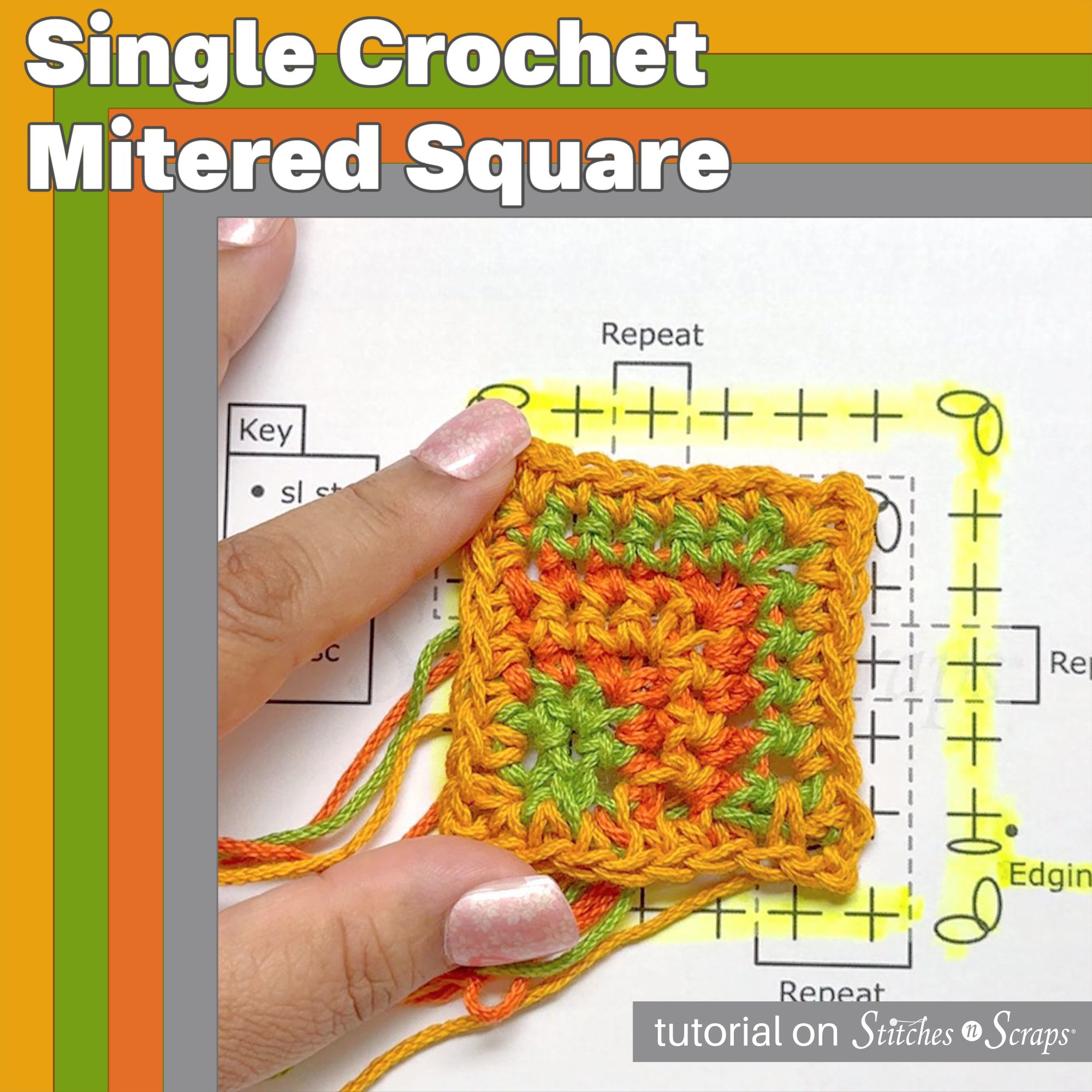 Single Crochet Mitered Square Tutorial - Stitches n Scraps