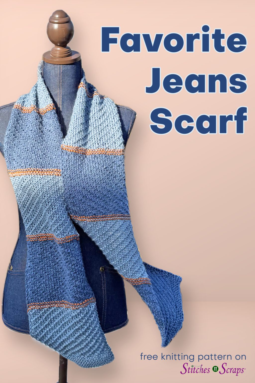 Favorite Jeans Scarf - Easy Knit Scarf Pattern - Stitches n Scraps
