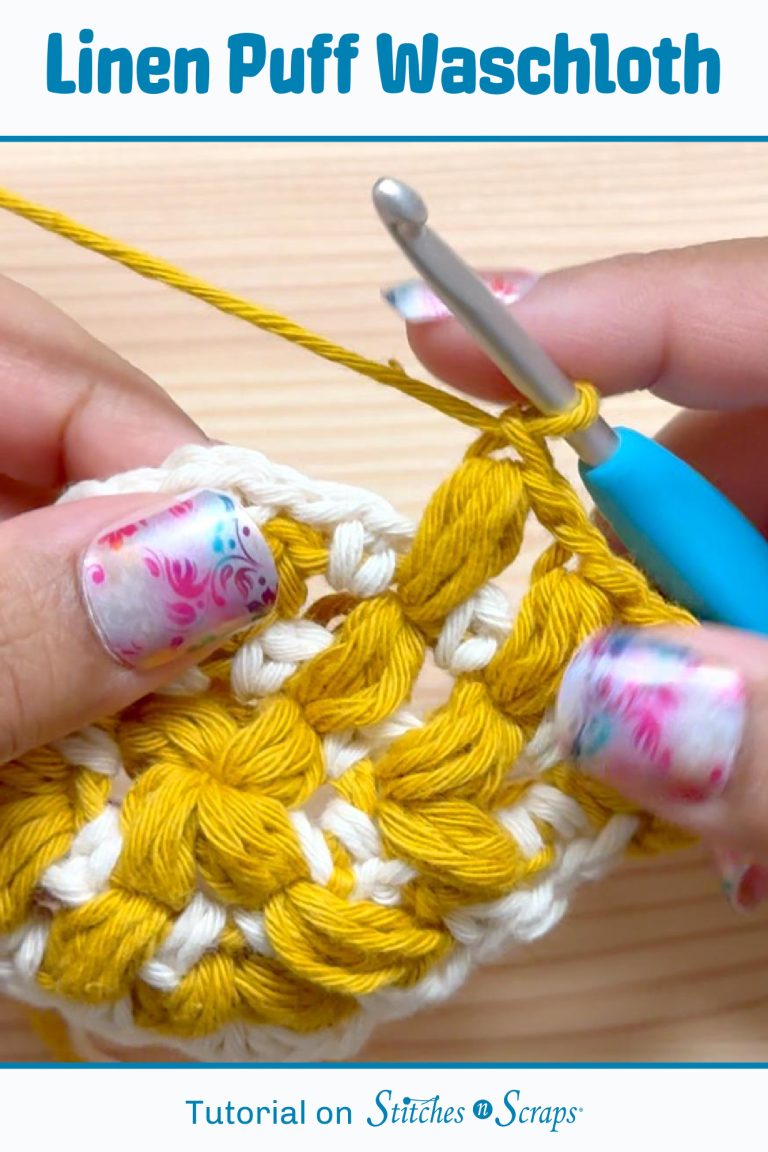 Linen Puff Crochet Washcloth Tutorial - Stitches n Scraps