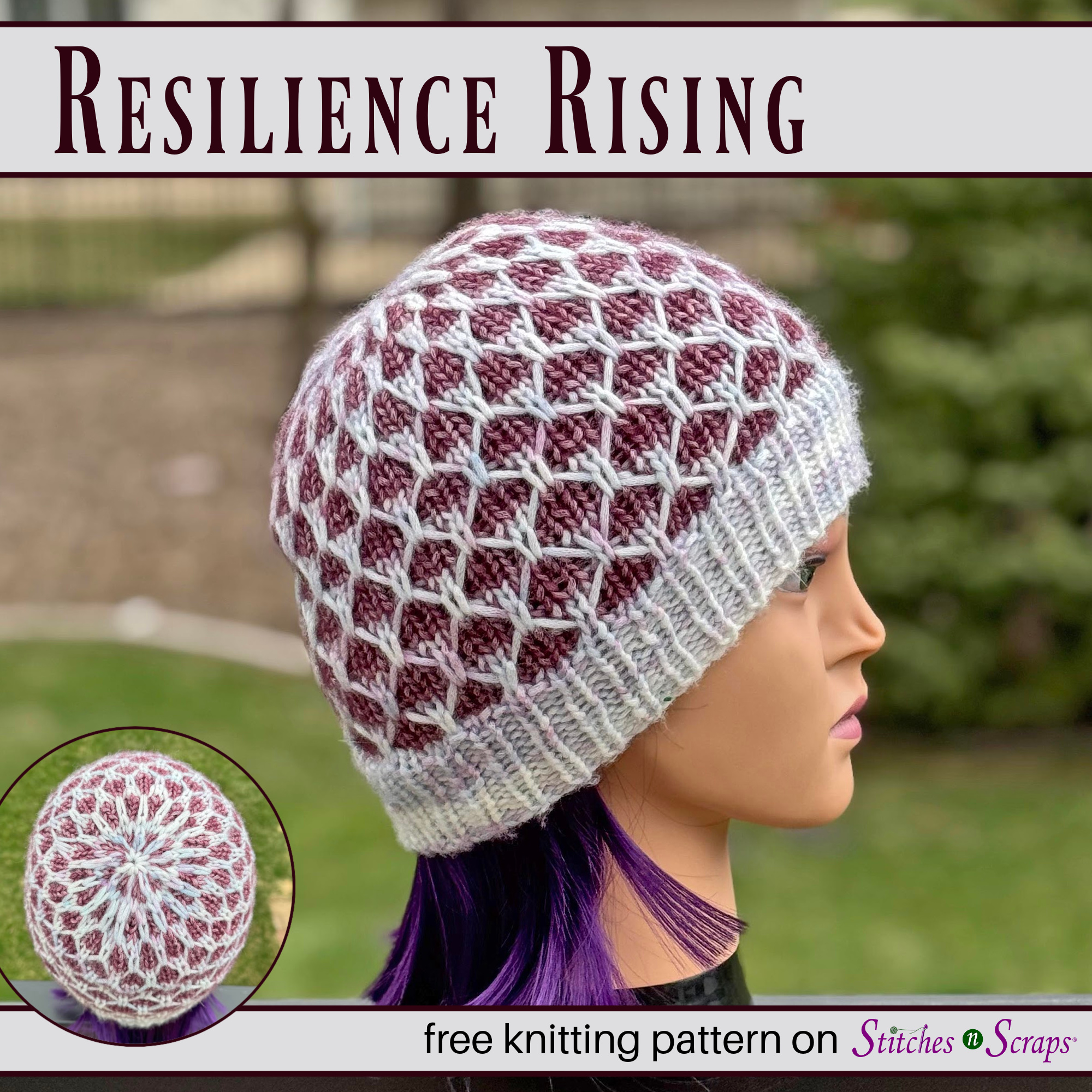 Resilience Rising - Slip Stitch Lattice Knit Hat - Stitches n Scraps
