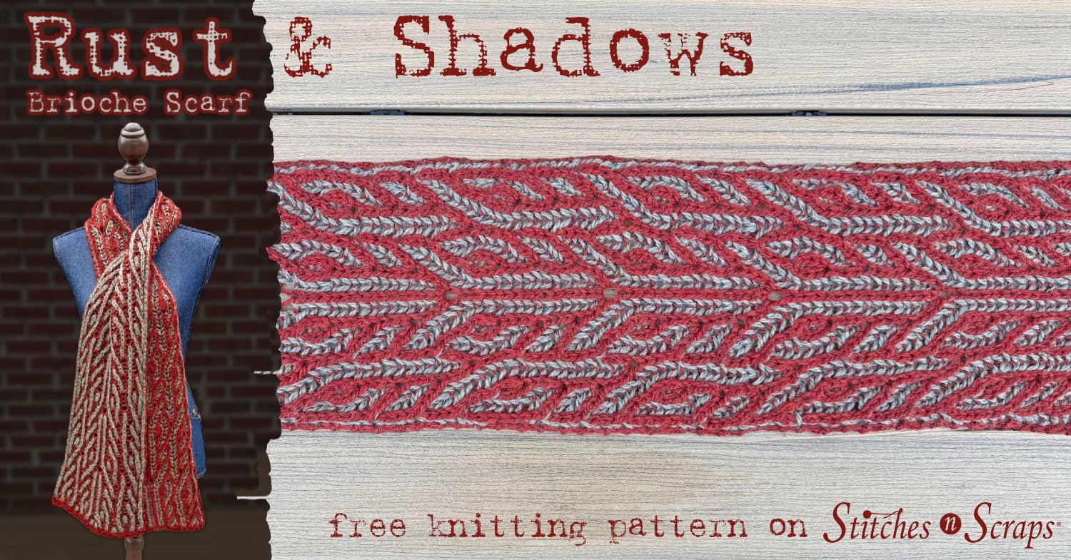 Rust and Shadow Brioche Knit Scarf - Stitches n Scraps