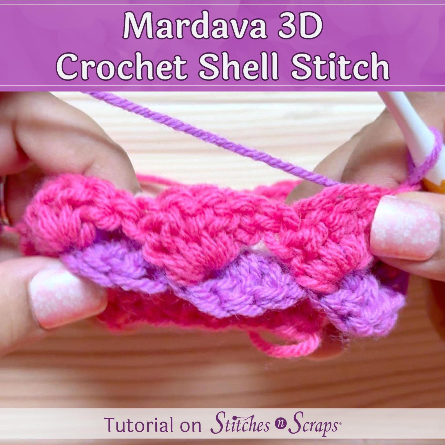 Mardava 3D Crochet Shell Stitch Tutorial - Stitches n Scraps